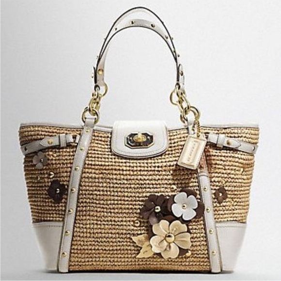 Coach | Bags | Coach 6763 Natalie Hampton Straw Raffia Floral ...